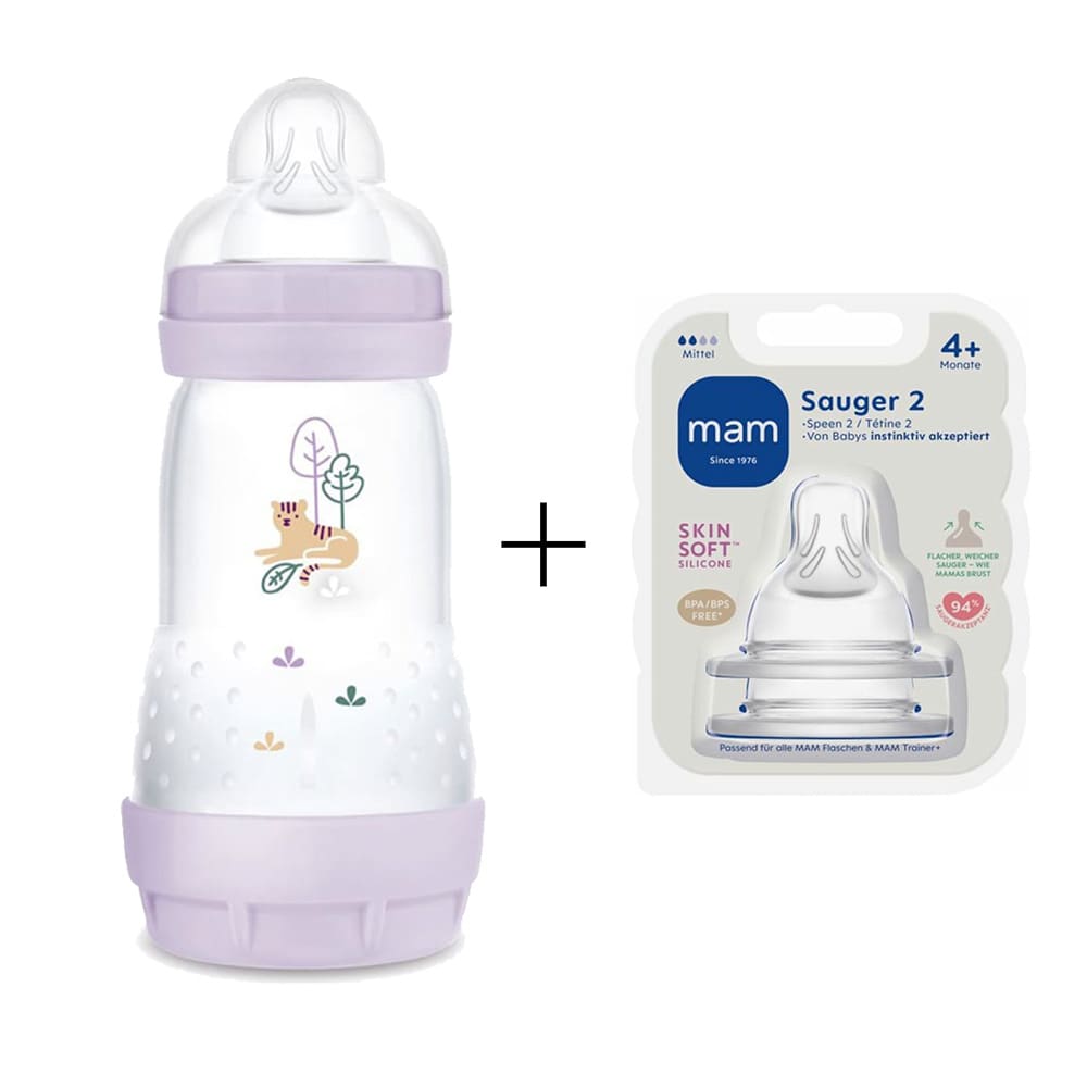 MAM Baby Bottle Easy Start Anti-Colic Lila – 260 ml + Teat Size 2